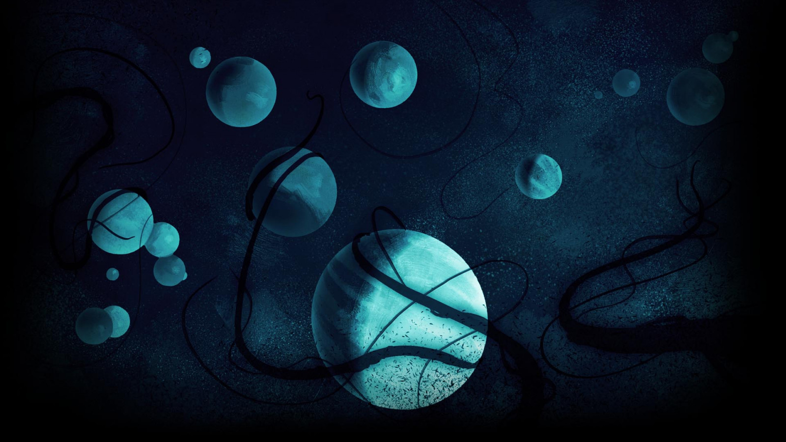 Wallpaper : blue, dark, sphere, lines, vignette, digital art 1920x1080 ...