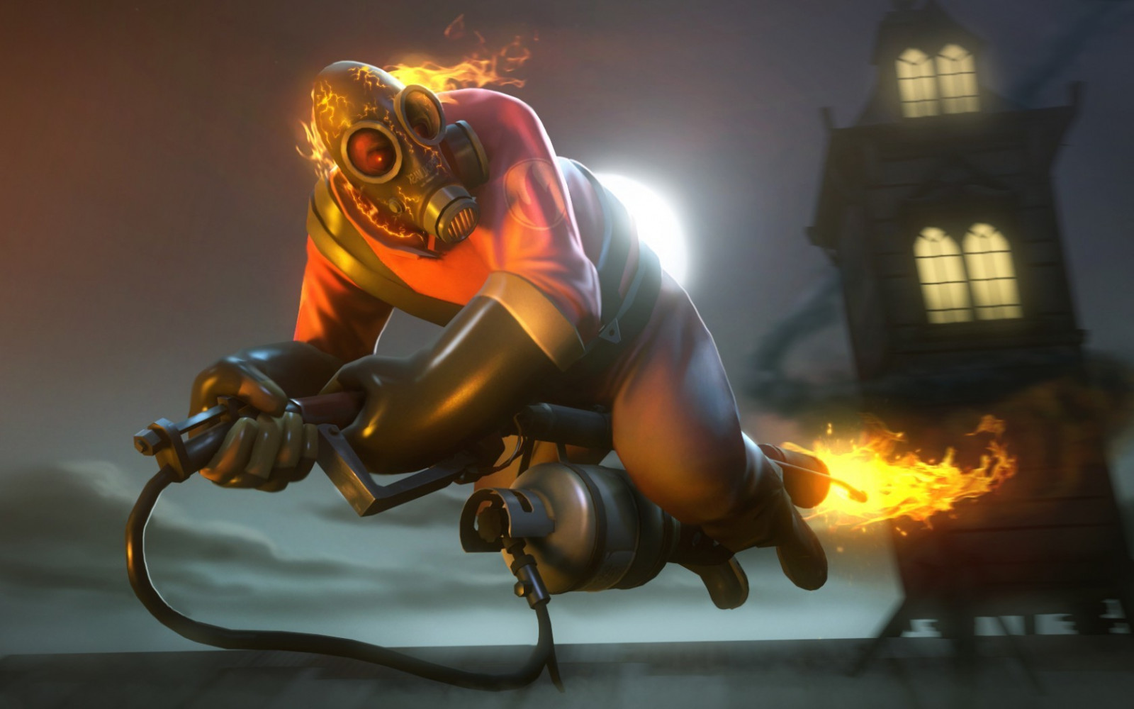 Wallpaper : Halloween, fire, Team Fortress 2, flamethrowers, Pyro ...