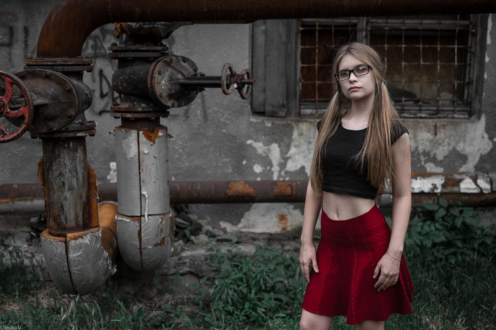 Wallpaper Portrait Blonde Long Hair Women With Glasses Skirt