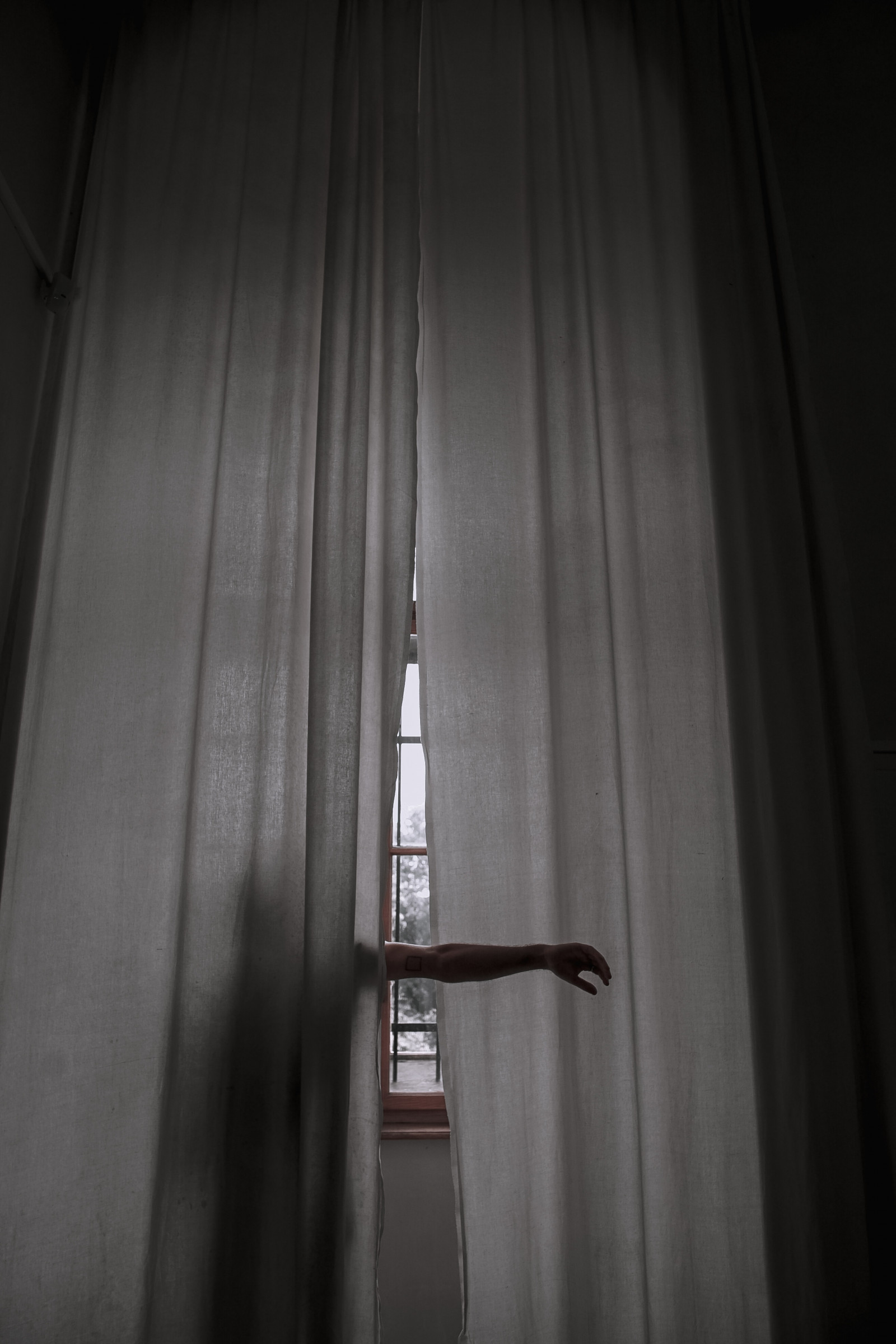 Wallpaper : hand, curtain, man, window, shadow, creative, Mystery ...