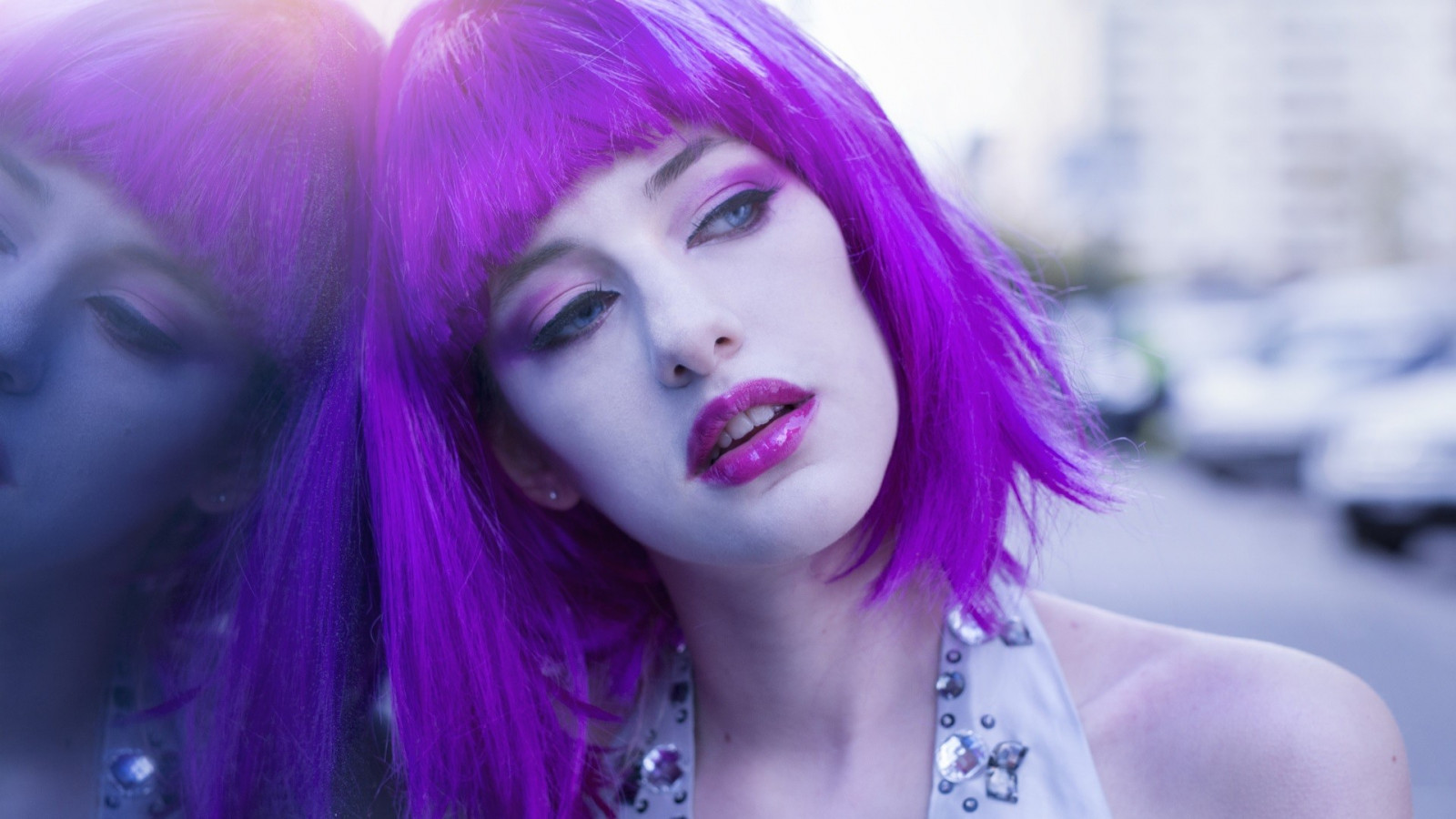 Wallpaper Face Women Outdoors Model Portrait Dyed Hair Street