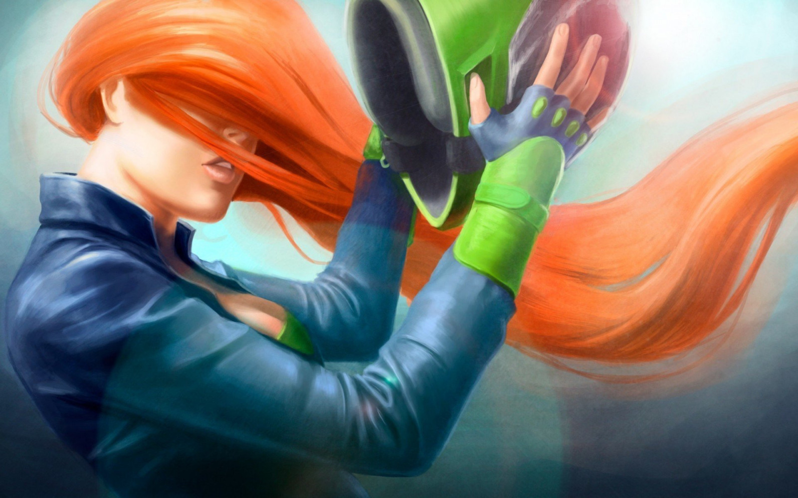 Wallpaper : 1920x1200 px, karya seni, rambut, helm, Jeruk, wanita ...