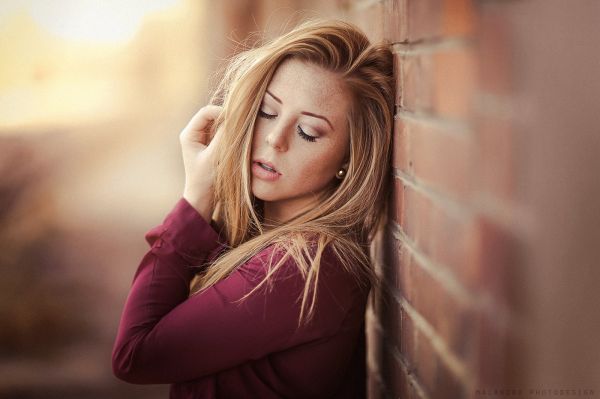 Wallpaper Women Portrait Blonde Depth Of Field Closed Eyes