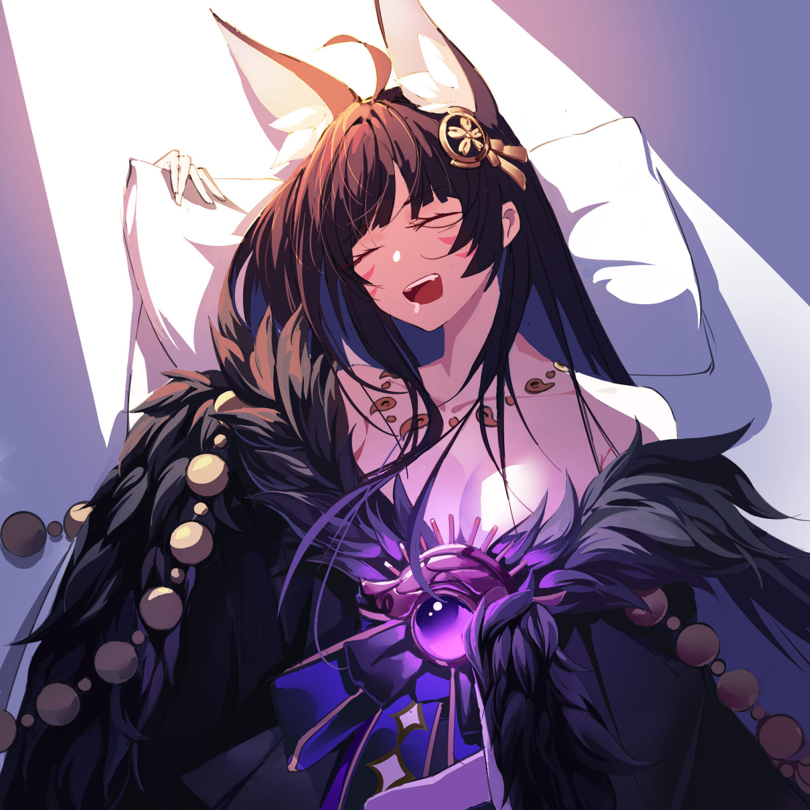 壁纸 : 动漫女孩, Azur Lane, Musashi Azur Lane, 长发, 黑发, 动物耳朵, 独奏, 艺术品, 数字艺术 ...