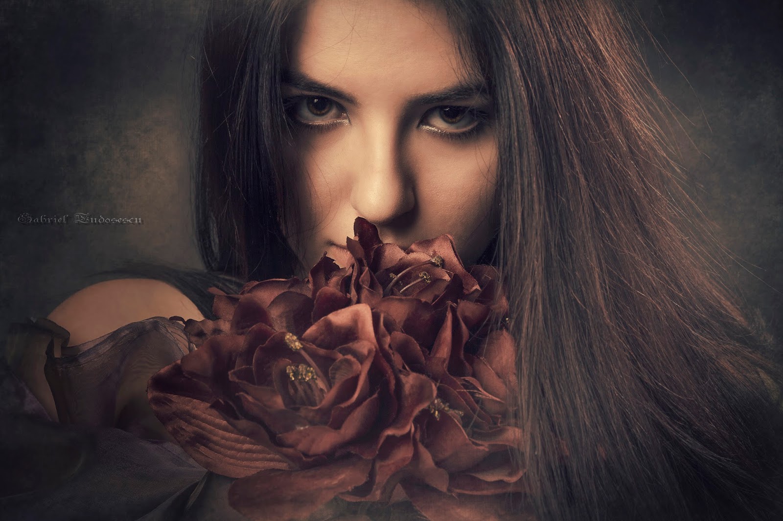 Wallpaper Long Hair Flowers Plants Face Portrait Women 1600x1066