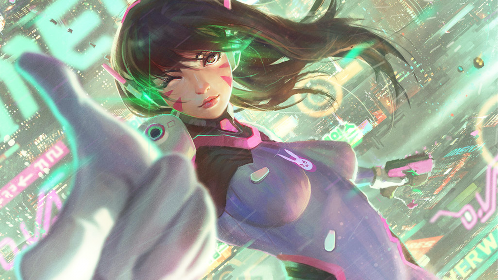 Wallpaper : gun, anime, D Va Overwatch, comics, screenshot 1920x1080 ...