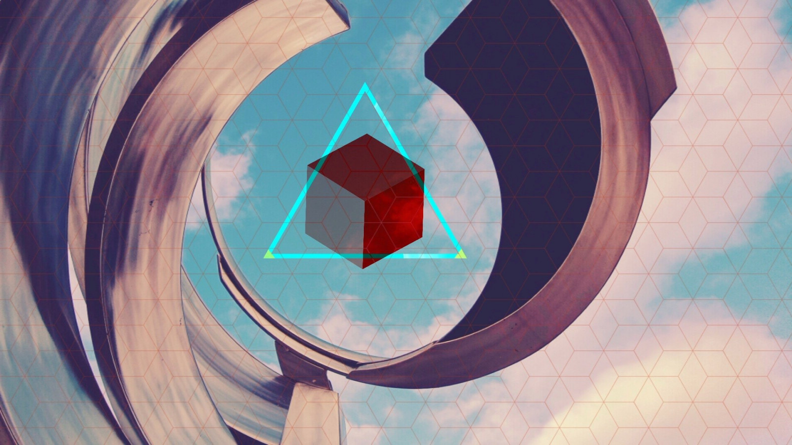 Wallpaper : illustration, abstract, space, sky, cube, triangle, circle ...