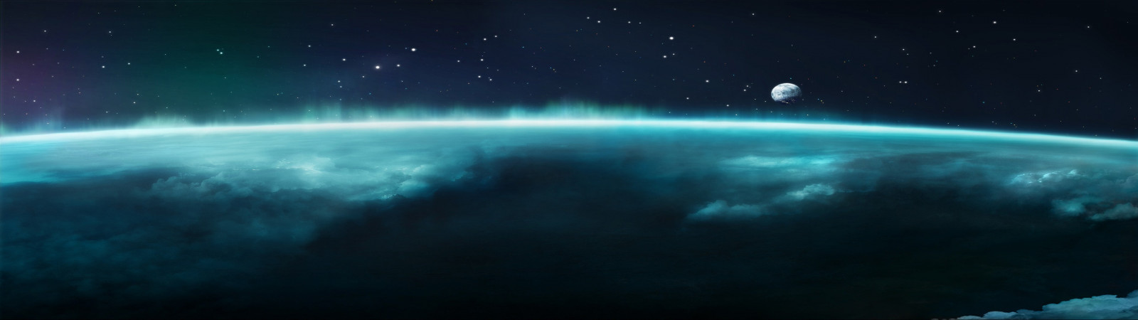 Obrázky na plochu : planéta, Krajina, space art, polárna žiara ...