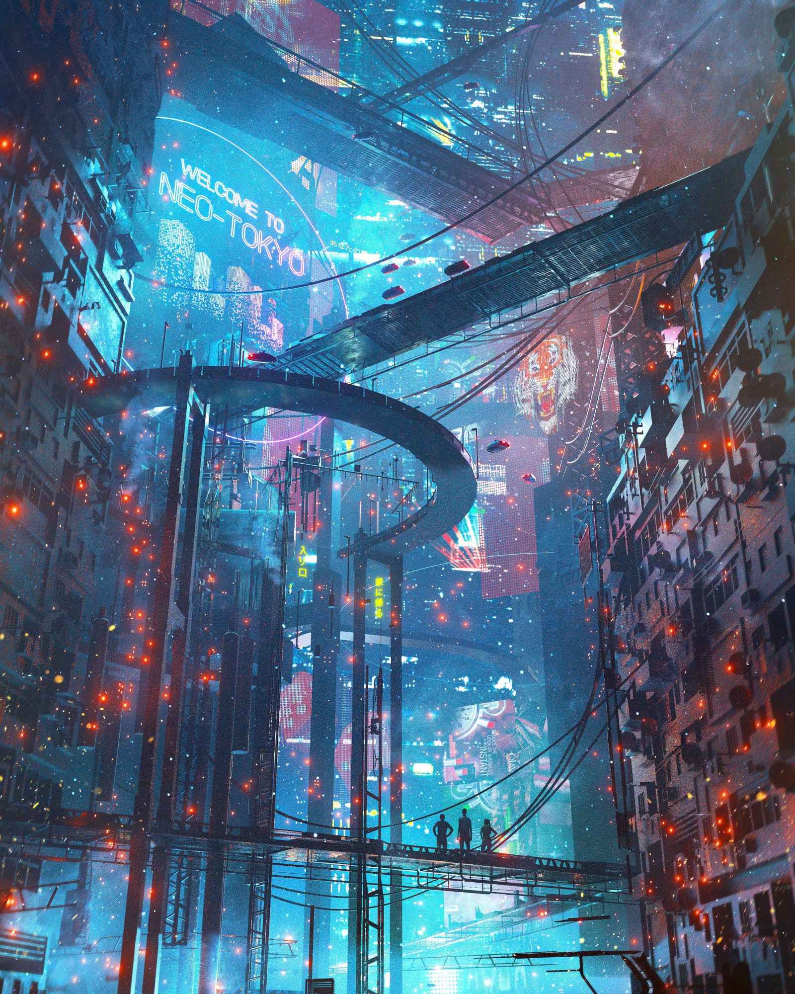 Wallpaper : artwork, digital art, cyber city, cyberpunk 2200x2750 ...