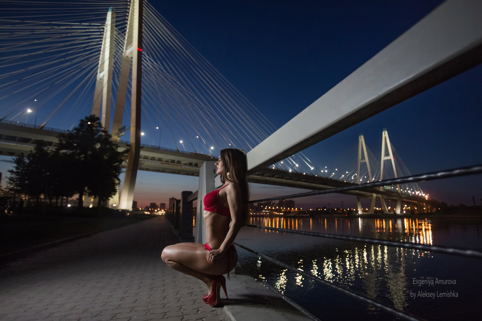Wallpaper Women Model Night Water Brunette Ass Reflection High