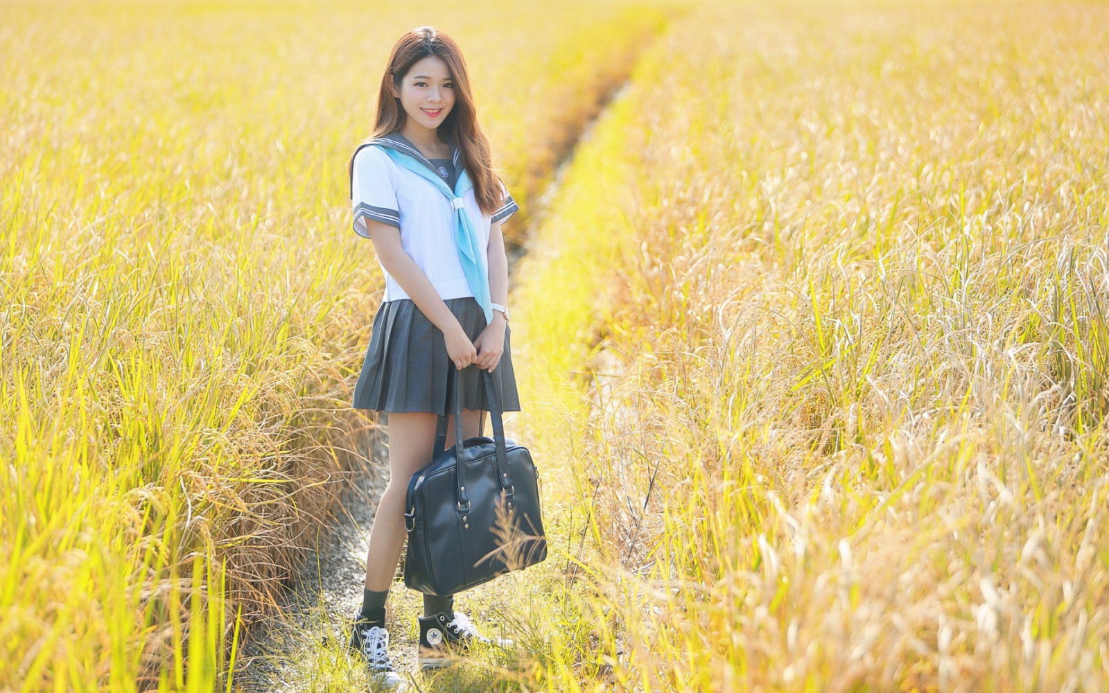 Wallpaper Model Brunette Long Hair Women Outdoors Asian