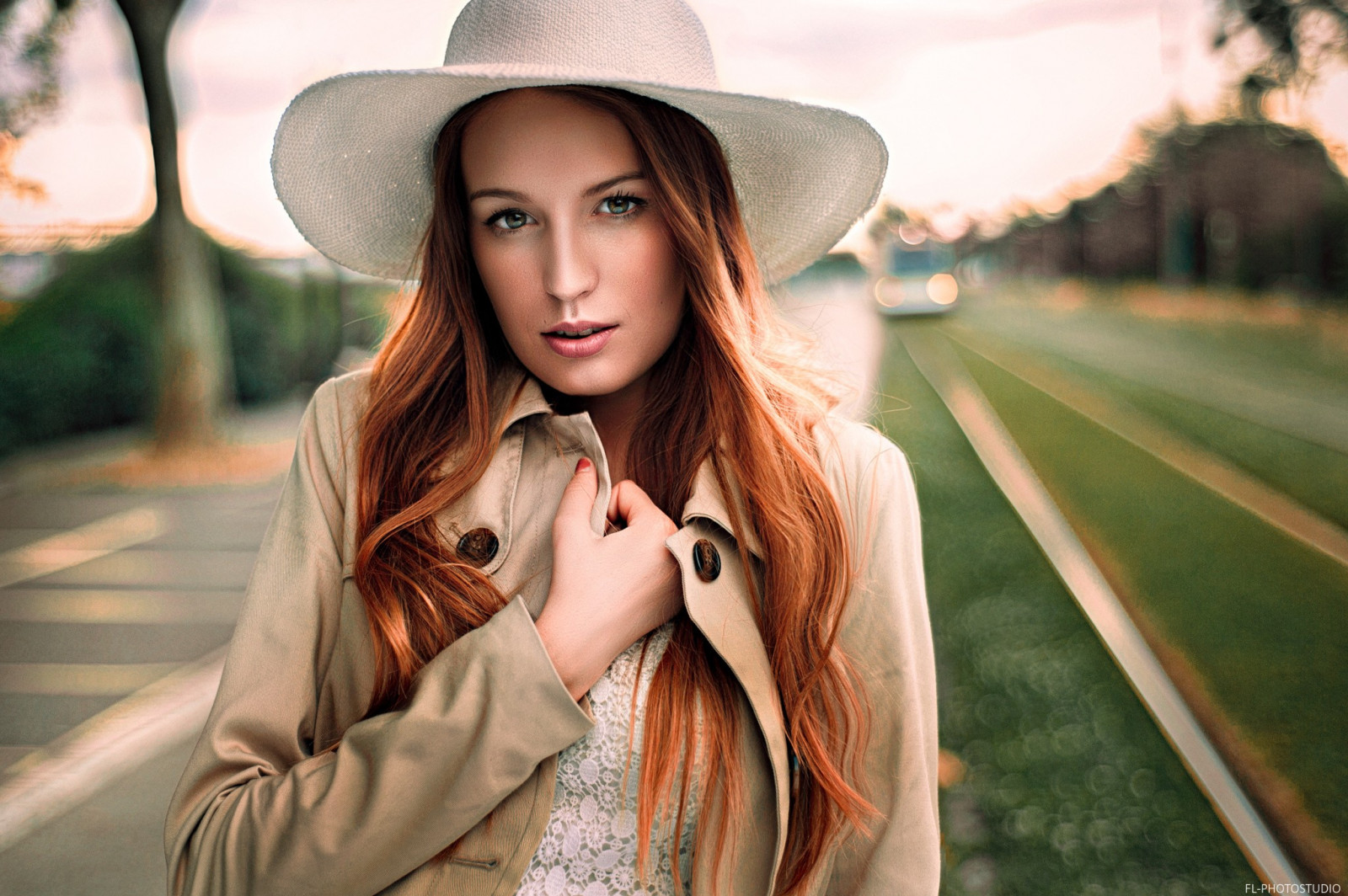Wallpaper Women Redhead Model Long Hair Sunglasses Glasses Hat