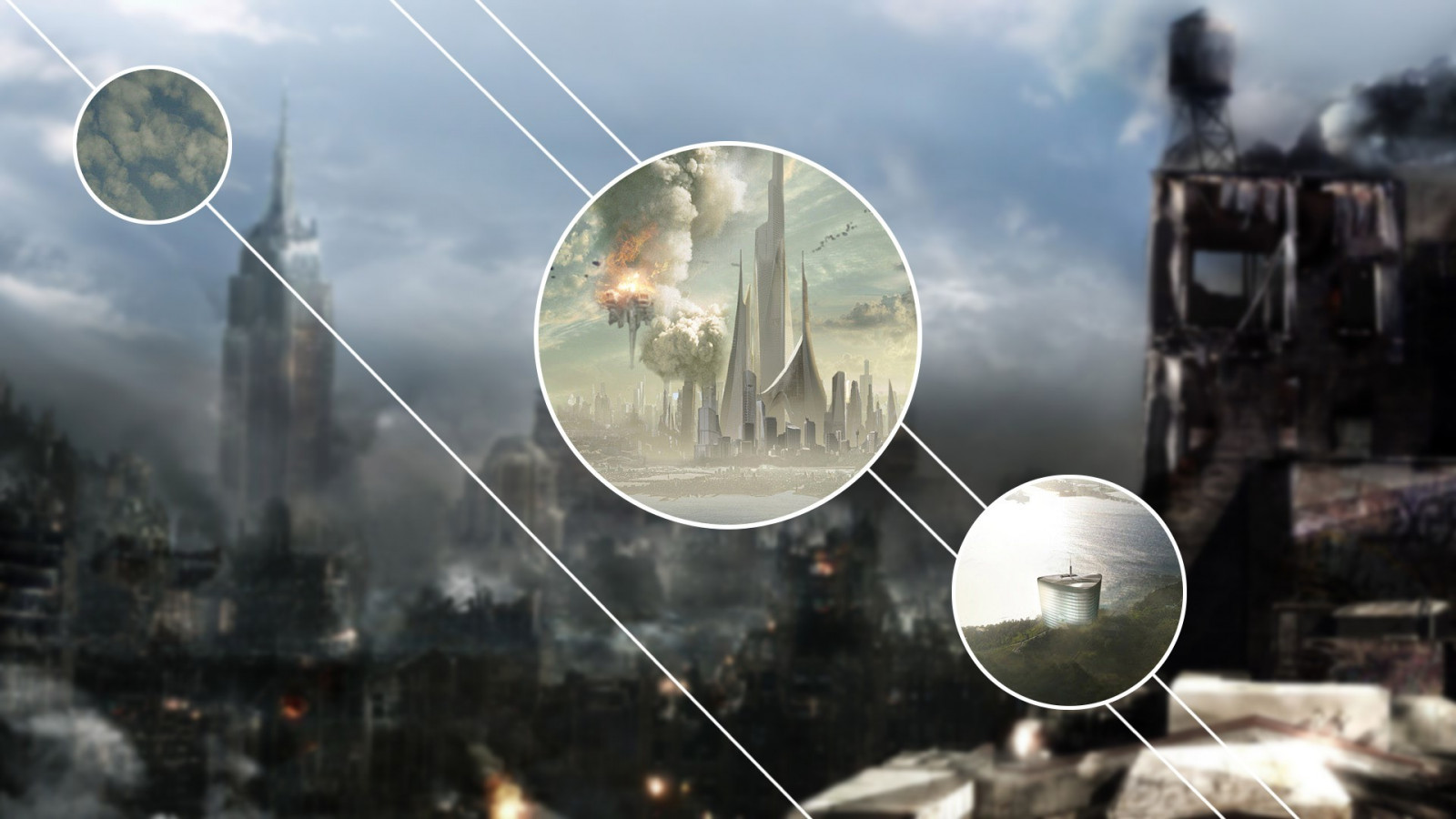 Wallpaper : 1920x1080 px, city, explosion, fantasy art, polyscape ...