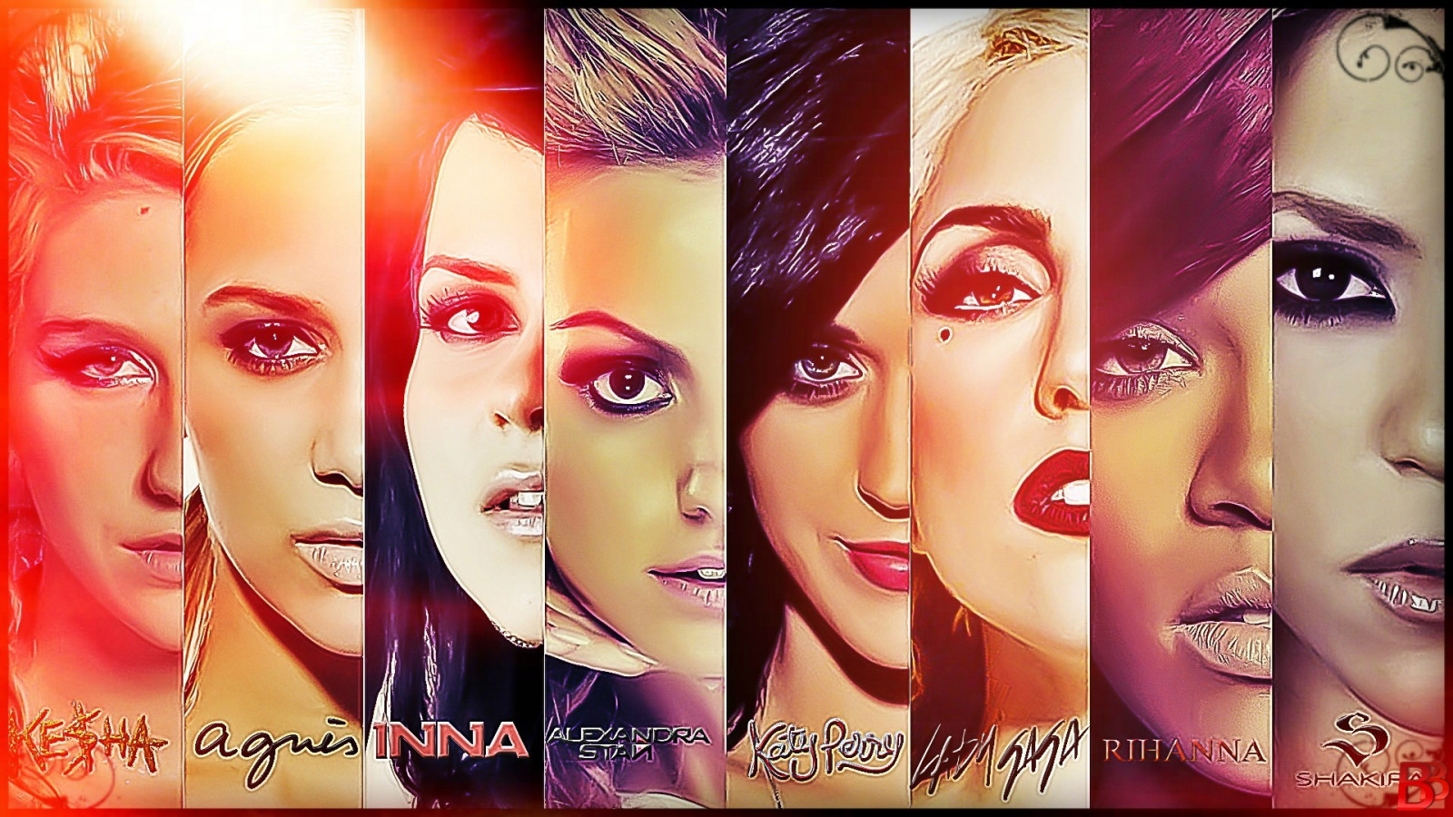 วอลเปเปอร์ : ใบหน้า, เลดี้กาก้า, Shakira, อารมณ์, Katy Perry, Rihanna ...