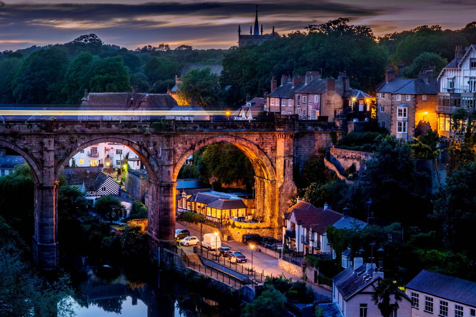 Wallpaper : city, bridge, night, train, lights, cityscape, village ...