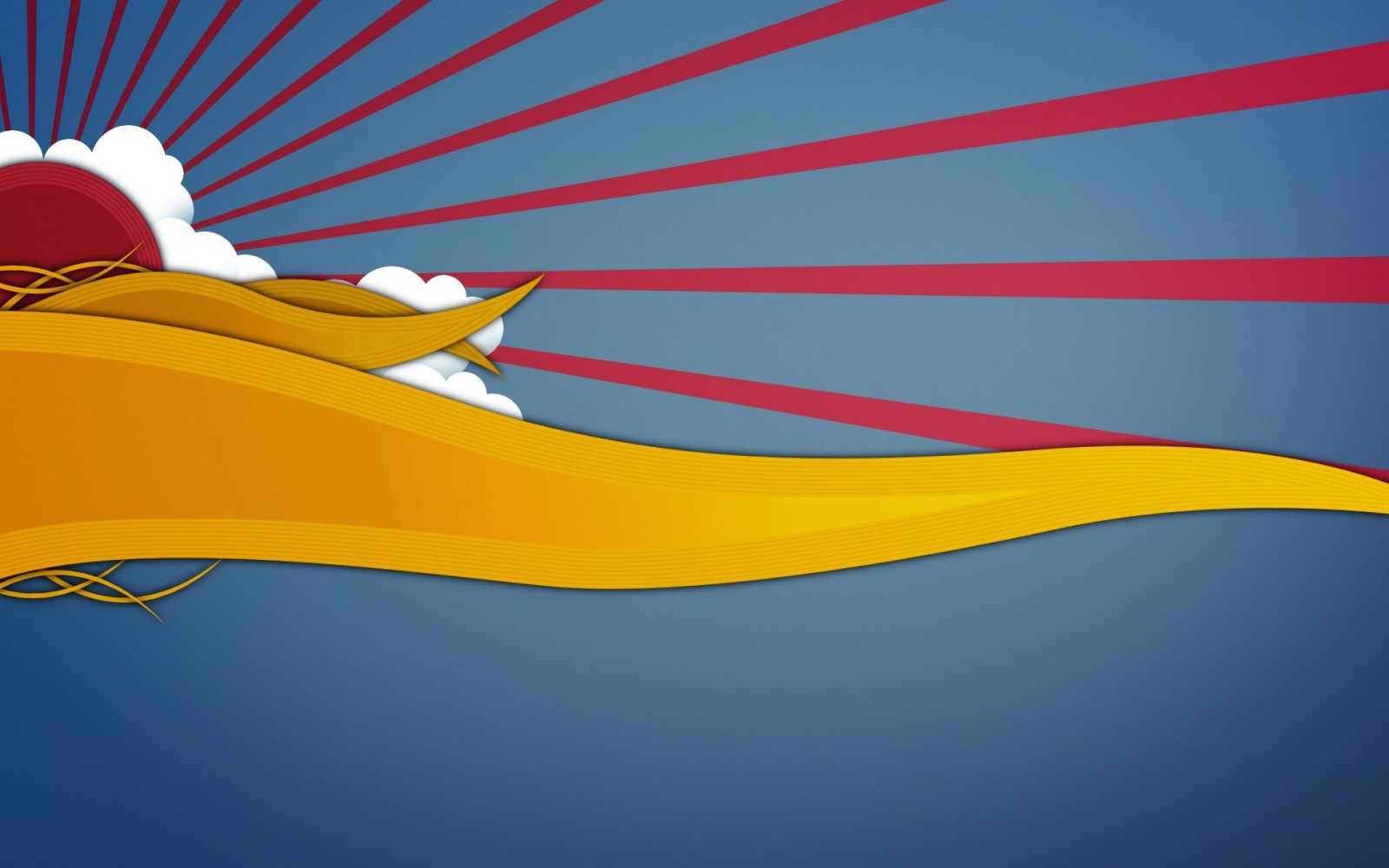 Wallpaper : ilustrasi, awan-awan, kuning, biru, bendera, Matahari ...