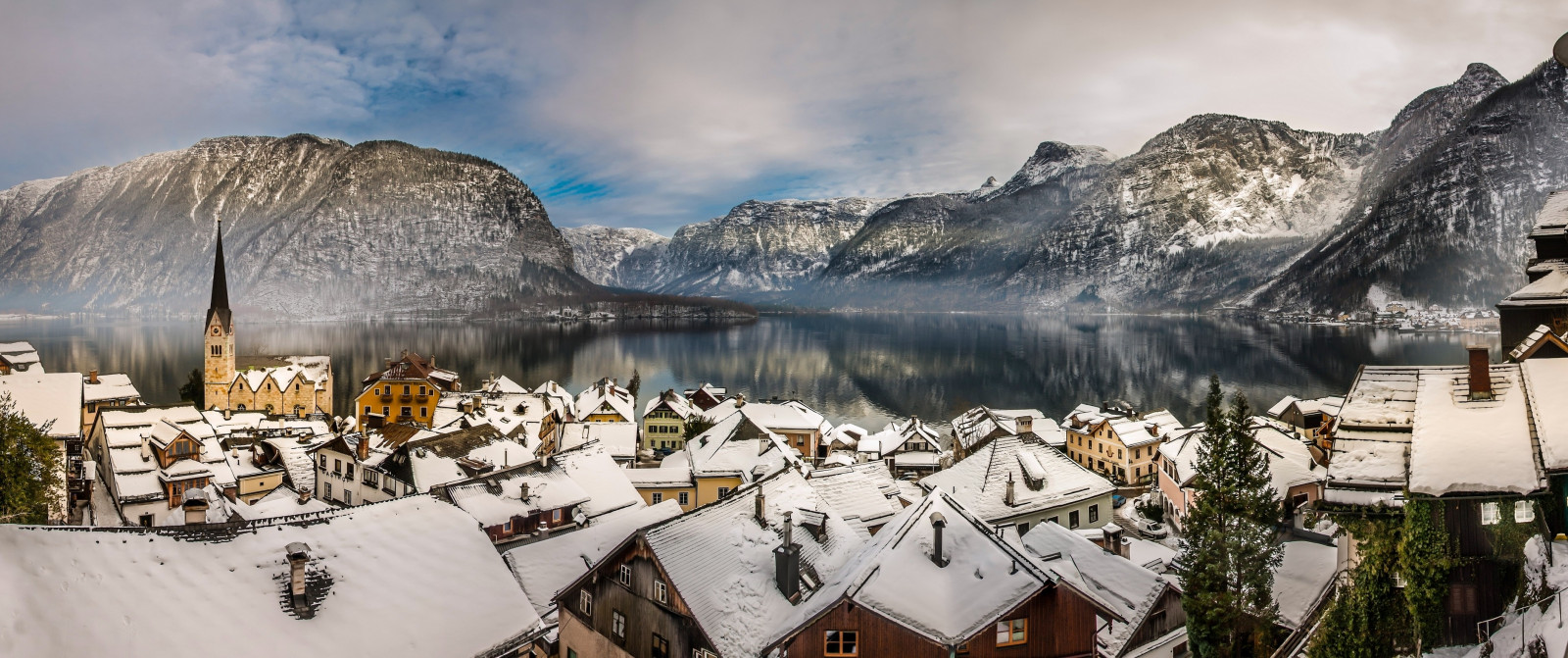 Wallpaper : snow, winter, Austria, Alps, Hallstatt, weather, season ...