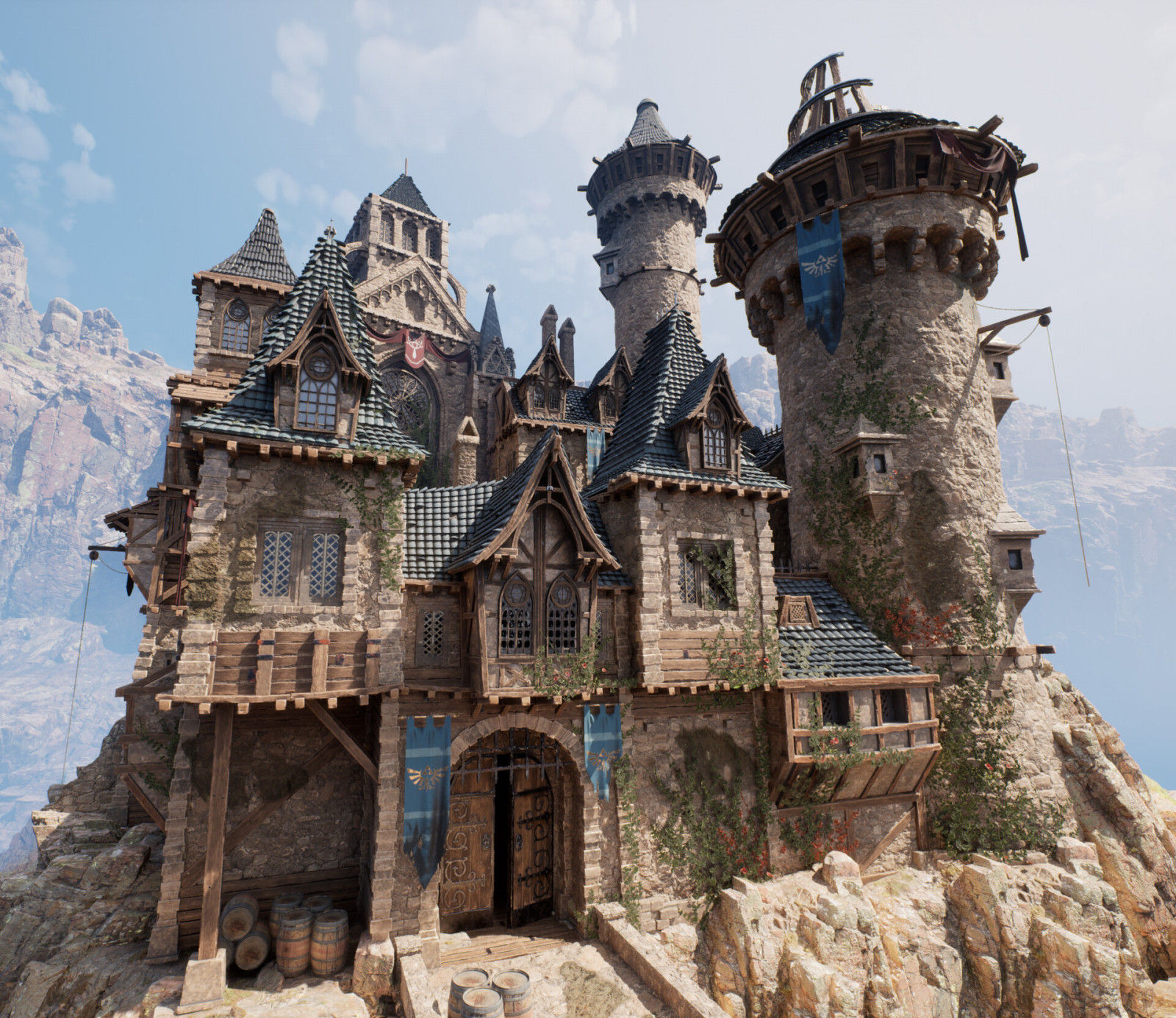 Wallpaper : render, CGI, fantasy art, digital art, castle, building ...
