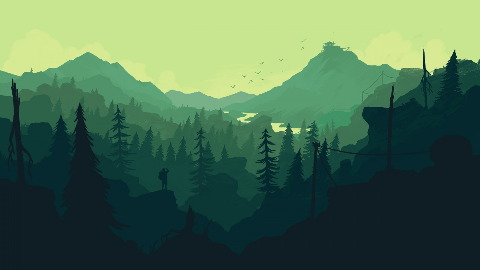Wallpaper : hutan, Api, alam, seni digital, pegunungan, Video game, karya seni 2560x1440 ...