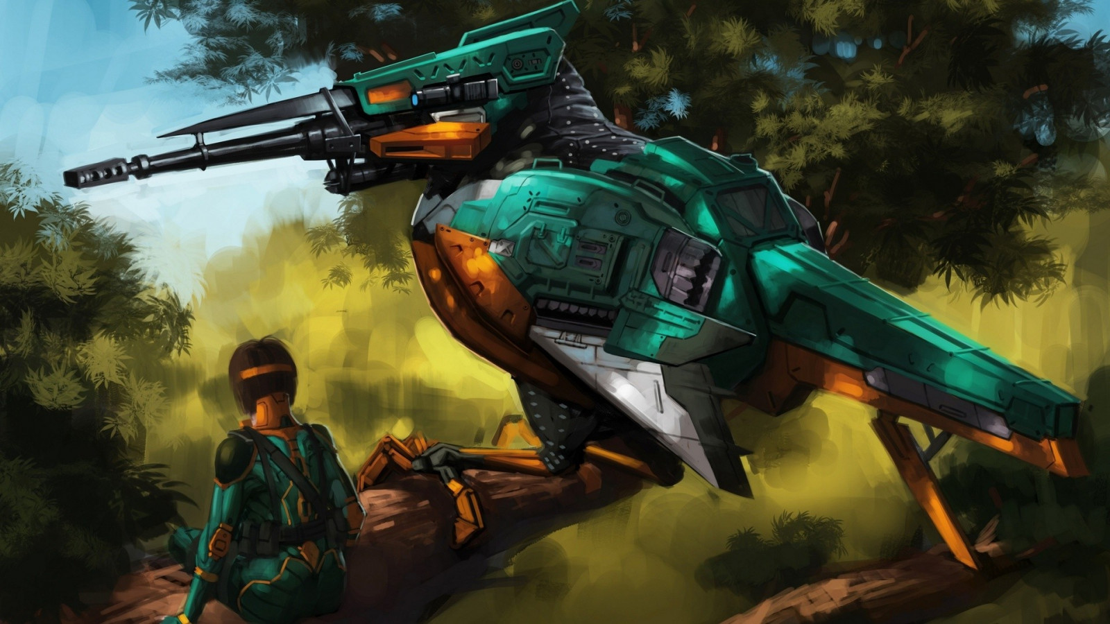 Wallpaper : 1920x1080 px, artwork, birds, fantasy art, mech, nature ...