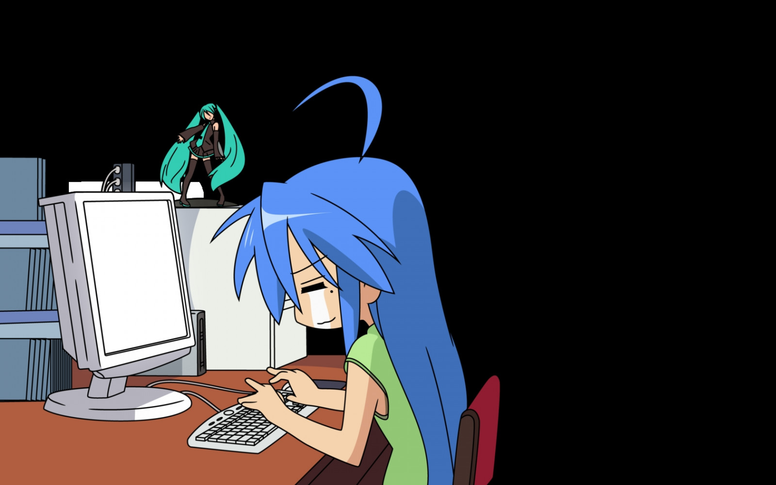 Wallpaper : ilustrasi, anime, meja, gambar kartun, Monitor, Mainan ...