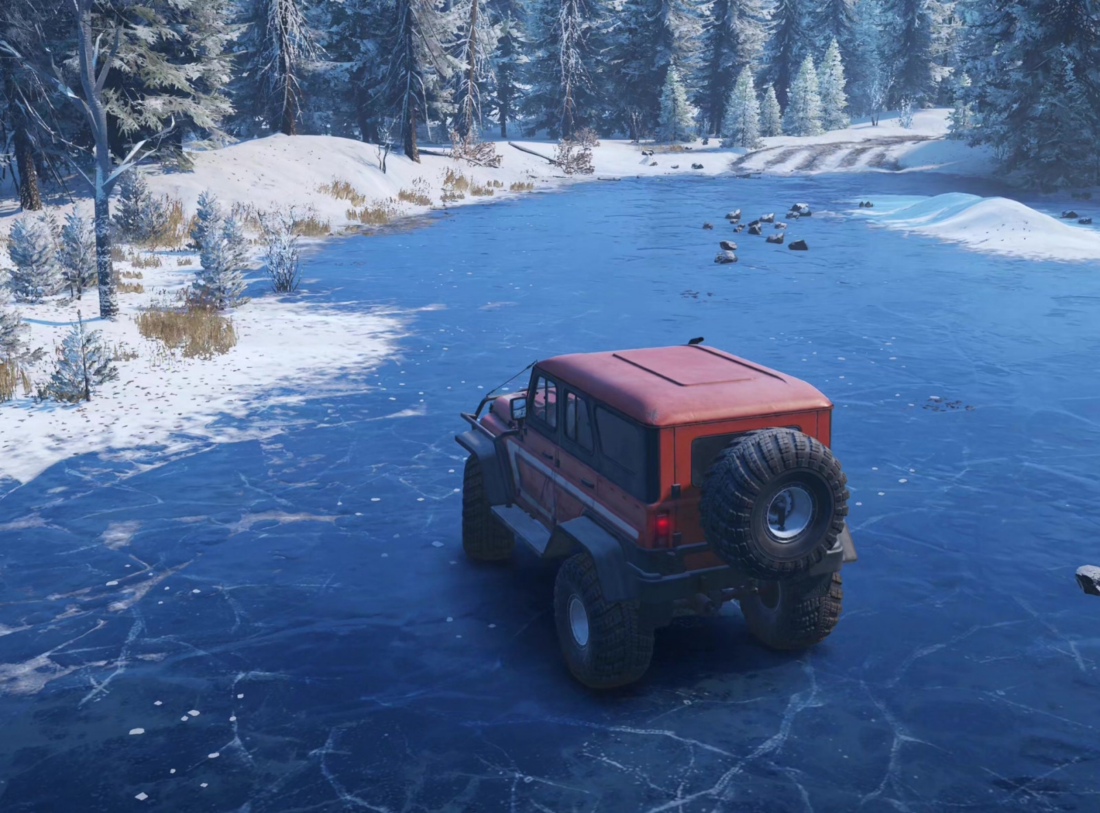 Wallpaper : Snowrunner, frozen lake, video games, snow, vehicle, CGI ...