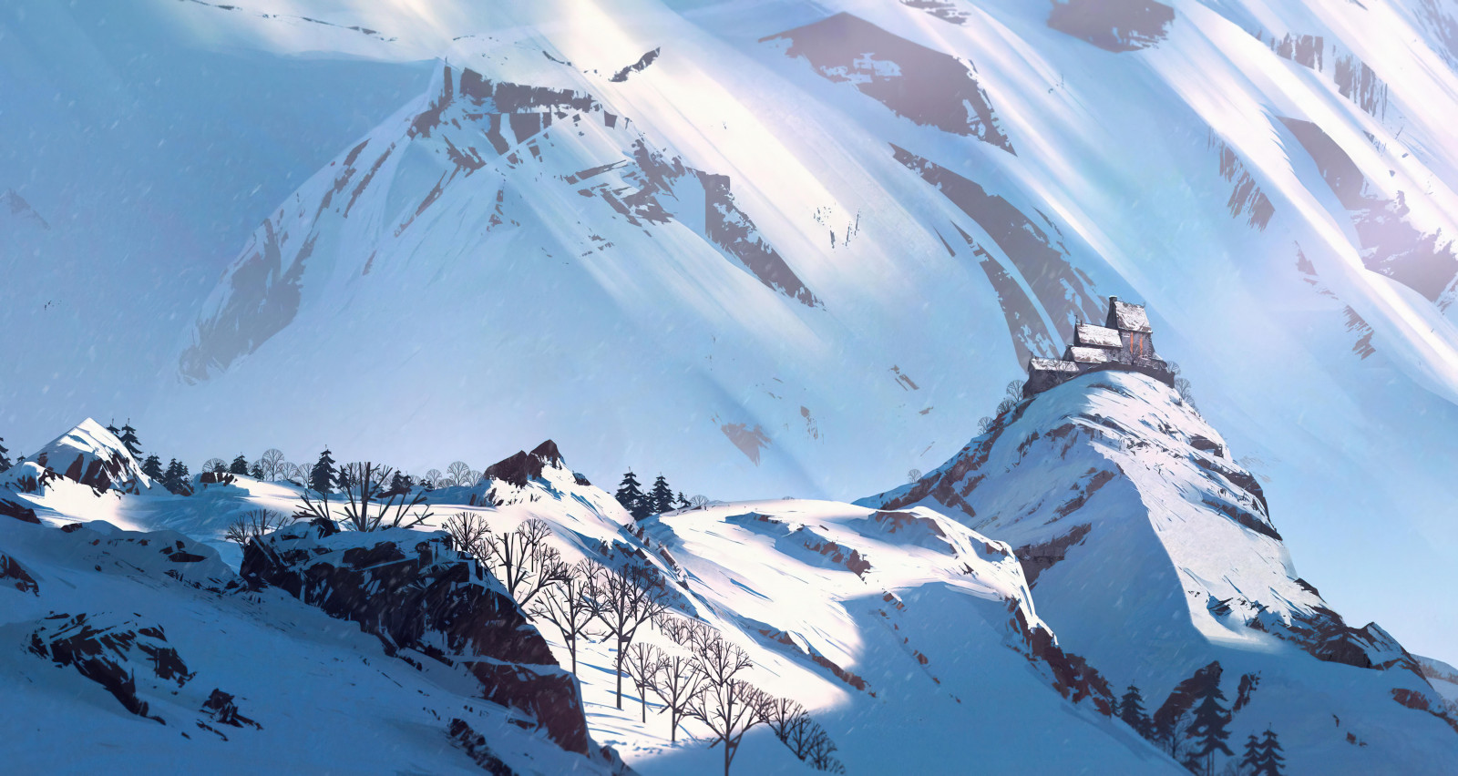 Wallpaper : digital art, ArtStation, white, winter 9744x5190 ...