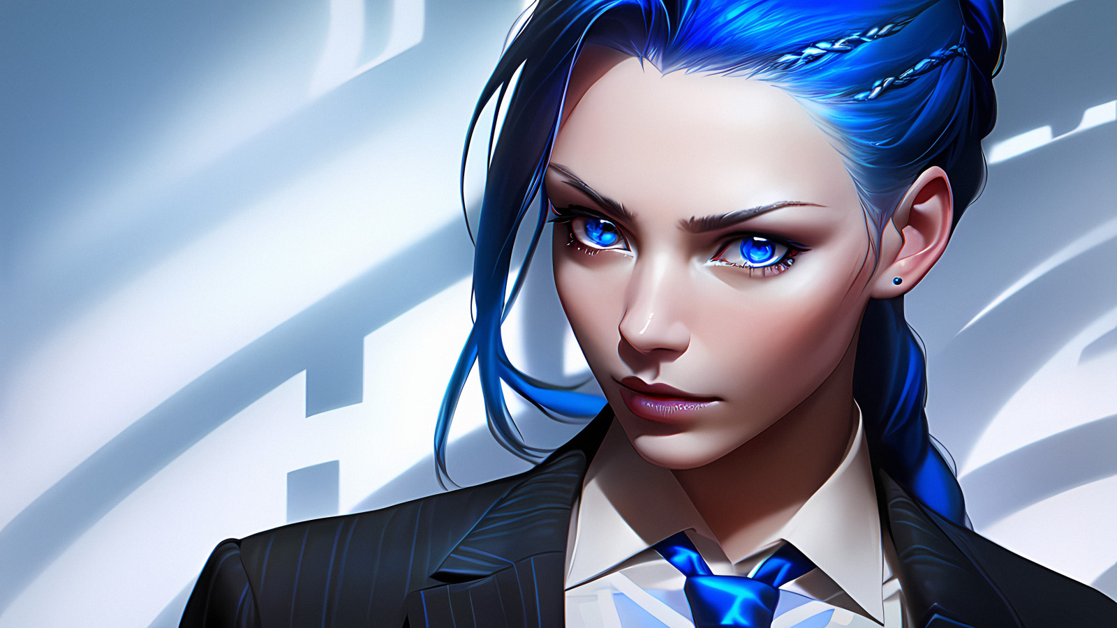 Wallpaper : Stable Diffusion, 4k, blue hair, blue eyes, women, ai art ...