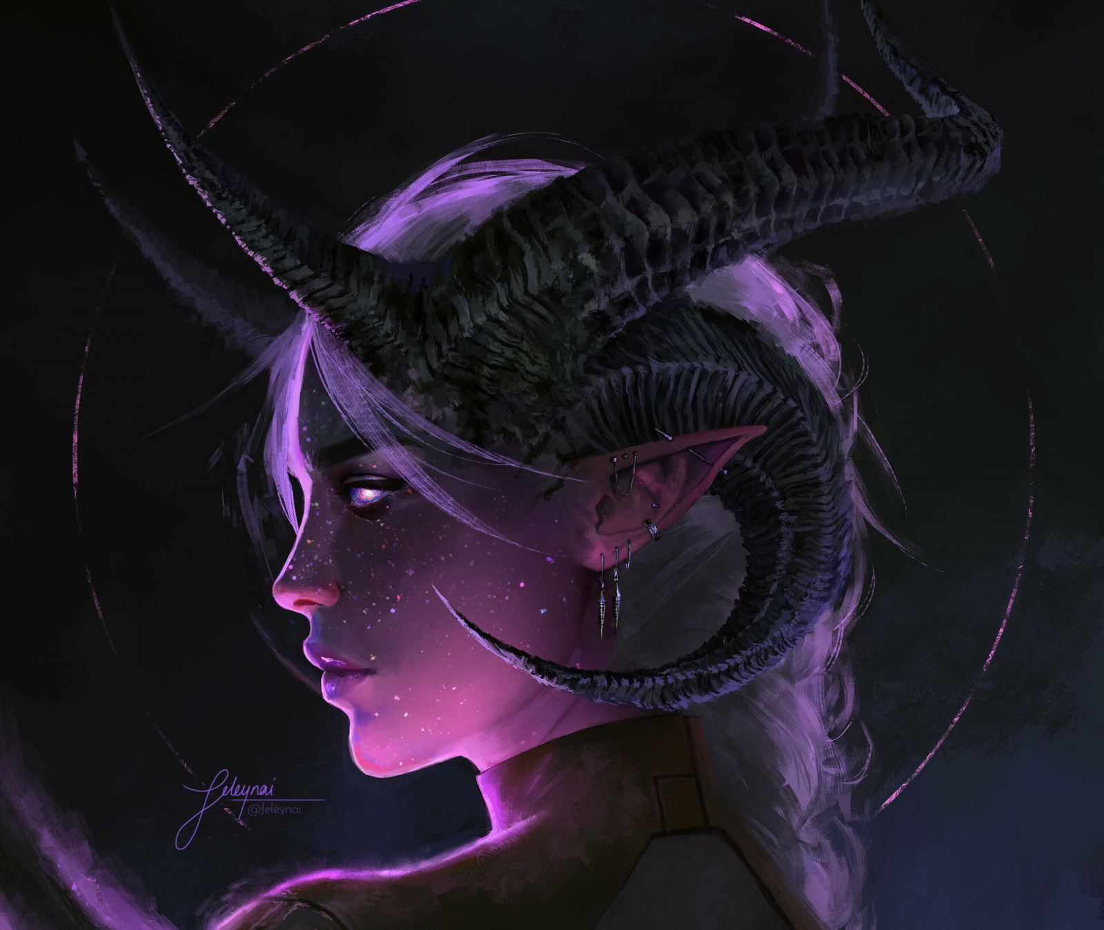 Sfondi : opera d'arte, corna, donne, Fantasy art, pointy ears, viso ...