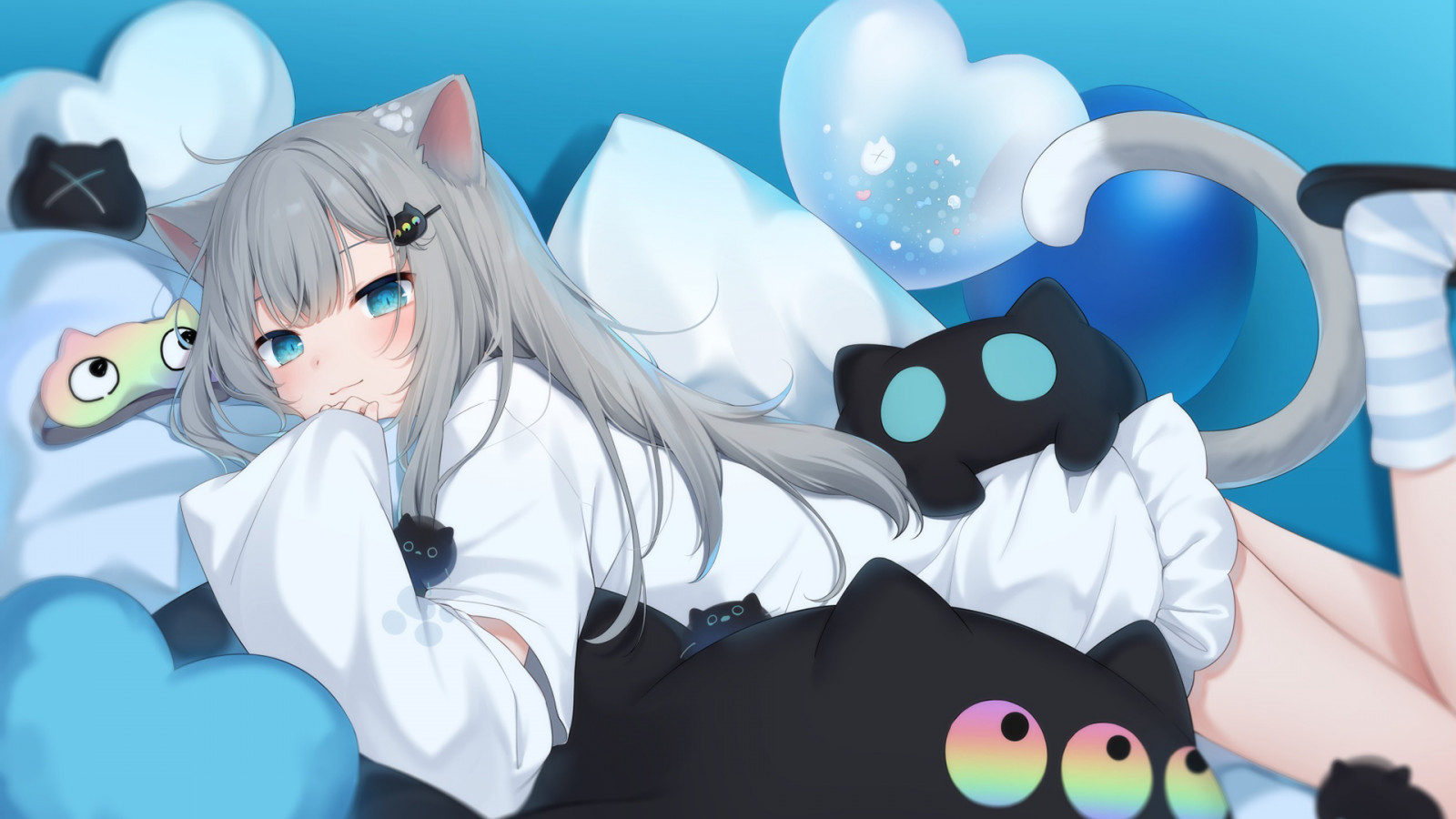 Sfondi Sdraiato Sul Fronte Anime Girls Ragazza Gatto Orecchie Di