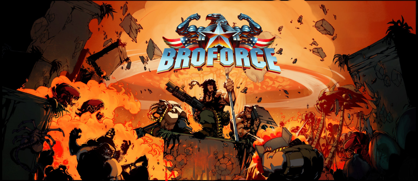 วอลเปเปอร์ : ภาพประกอบ, วีดีโอเกมส์, ปก, เกม PC, Broforce, ภาพหน้าจอ ...