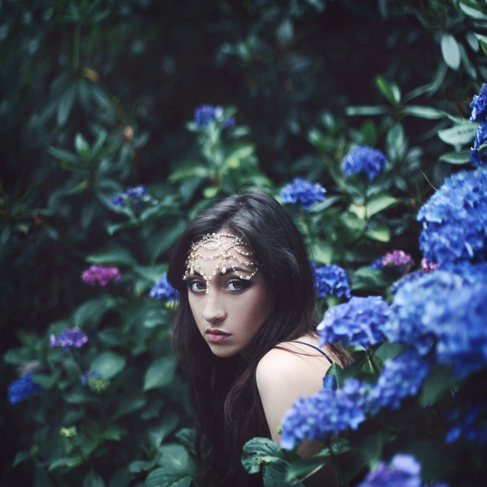 Wallpaper Long Hair Flowers Plants Dark Hair Women Outdoors