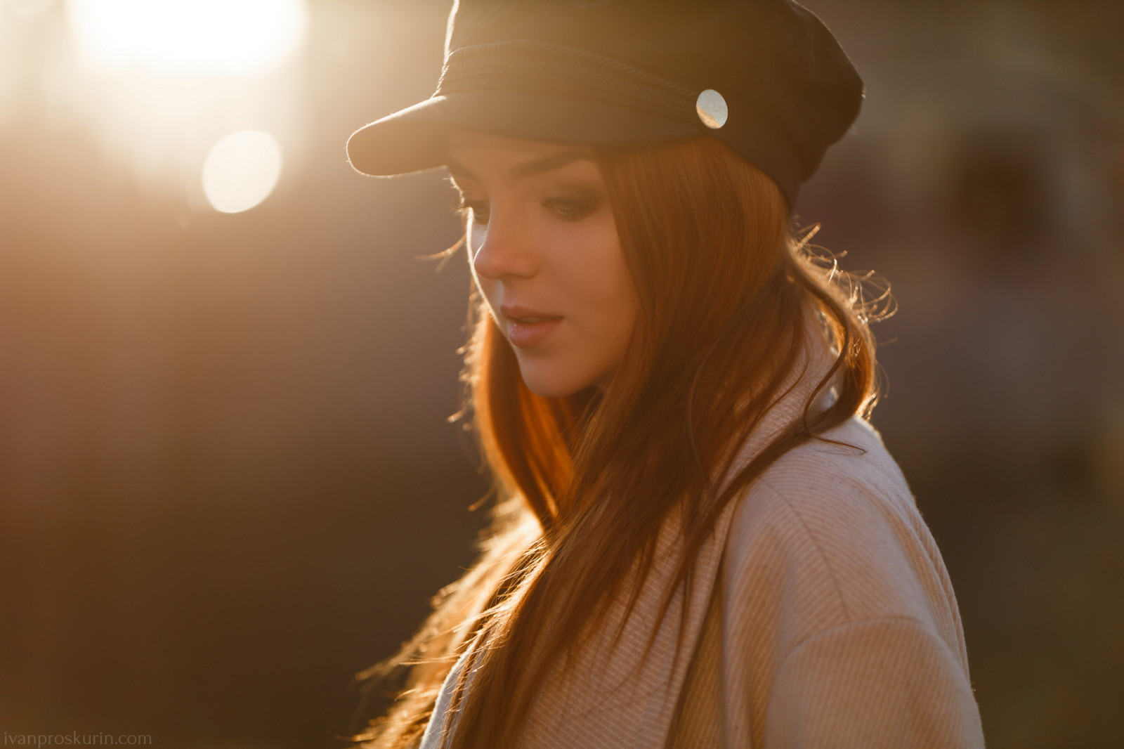 Wallpaper Ekaterina Sherzhukova Model Redhead Long Hair Berets