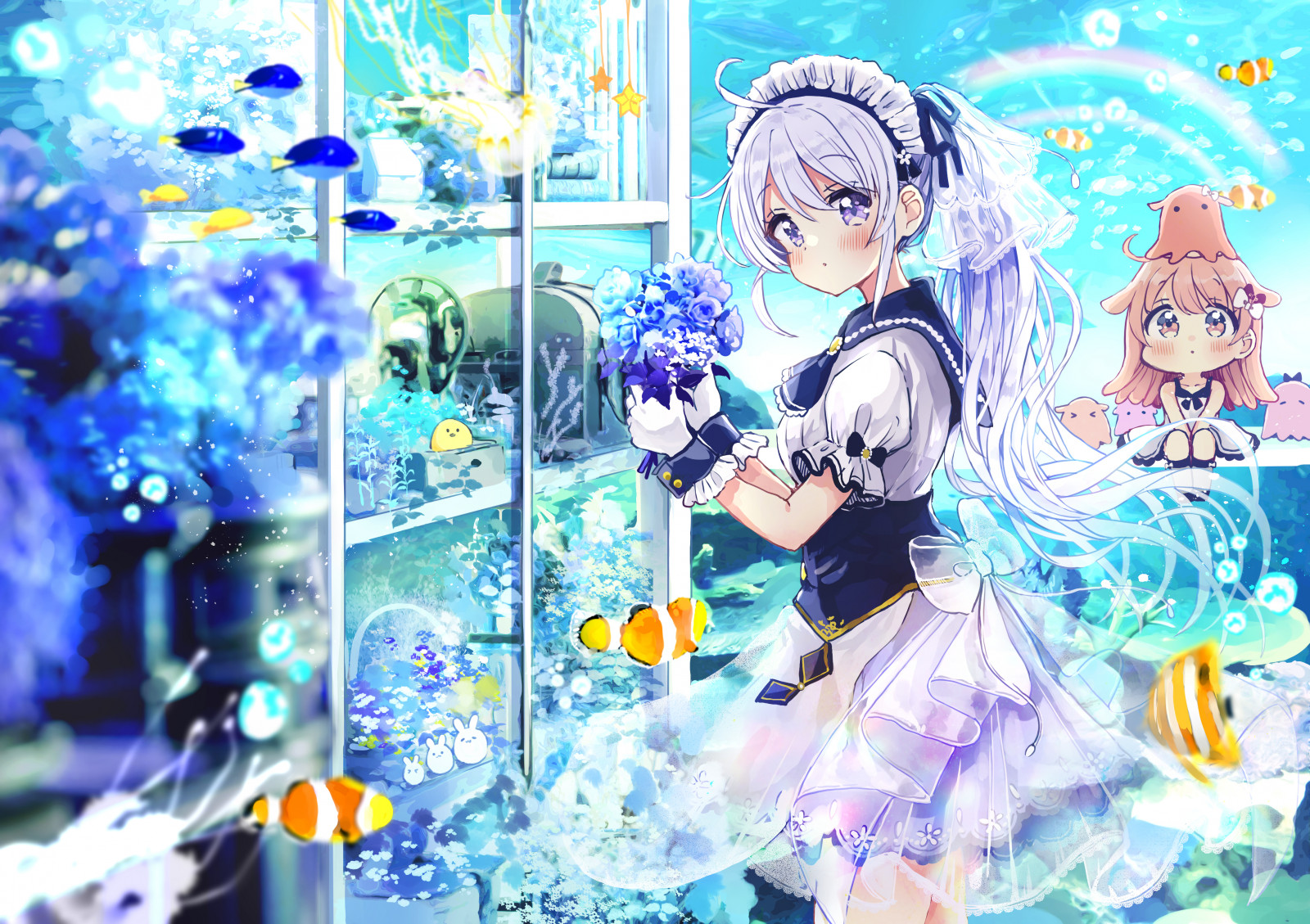 Wallpaper : azure, ART, aqua, cg artwork, happy, electric blue ...