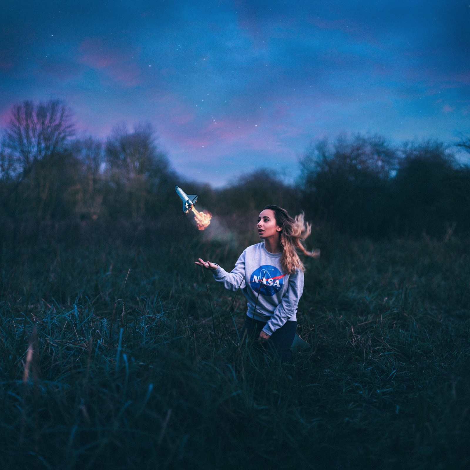 Wallpaper : sunlight, women, NASA, sky, blue, rocket, darkness ...