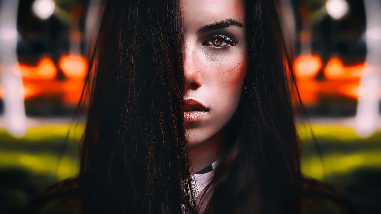 Tapety : portret, Model, kobiety, brunetka, głębia pola, Patrząc na ...
