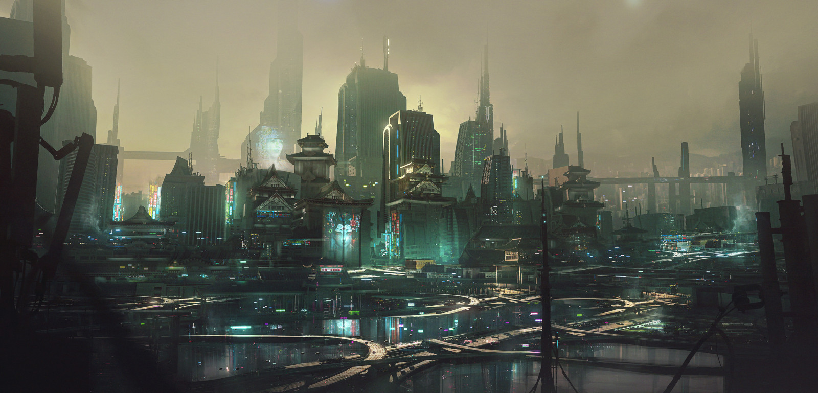 วอลเปเปอร์ : ศิลปะดิจิตอล, งานศิลปะ, ภาพประกอบ, cityscape, นิยาย, เมือง ...