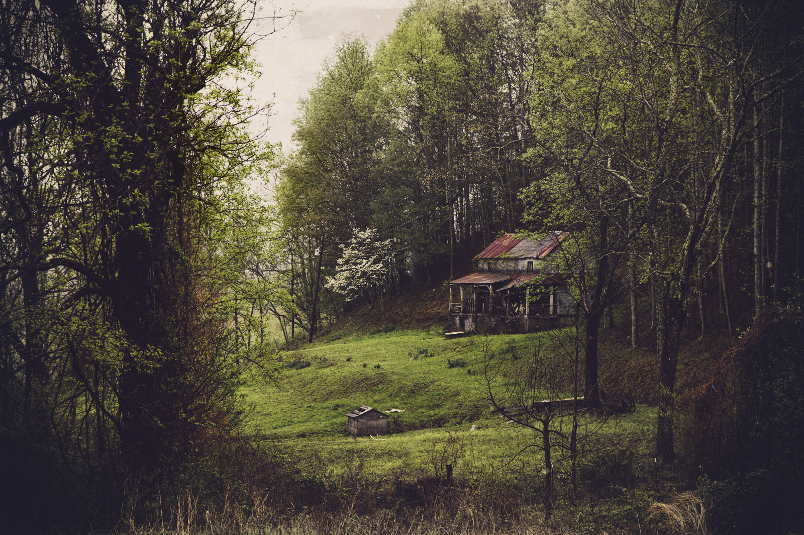Wallpaper : house, mountains, green, abandoned, home, landscape ...