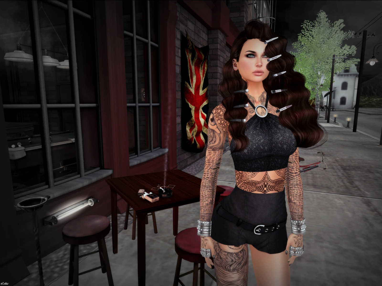 배경 화면 드레스 문신 유행 머리 화신 프랑스 피부 쇼핑 블로거 Virtual 새로운 예쁜 소녀 아름다움 레이디 스타일 Sl 제 2의 삶