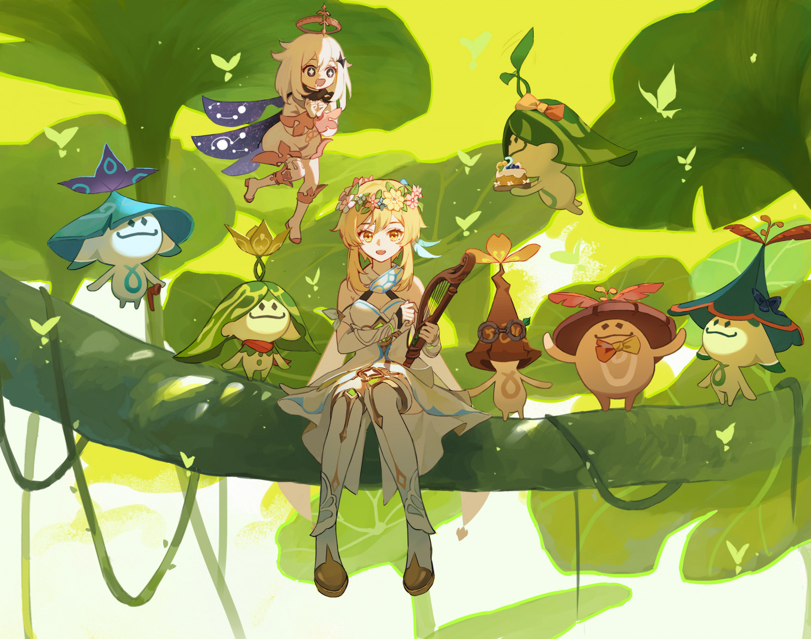 Wallpaper : Genshin Impact, artwork, Lumine Genshin Impact, Paimon ...