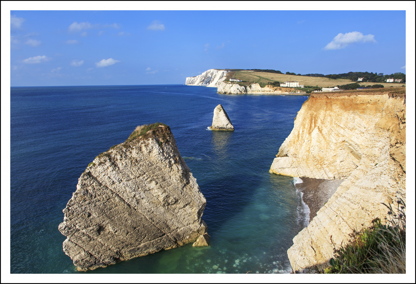 Fond d'écran : mer, baie, Roche, rive, ciel, bleu, Angleterre, la tour ...