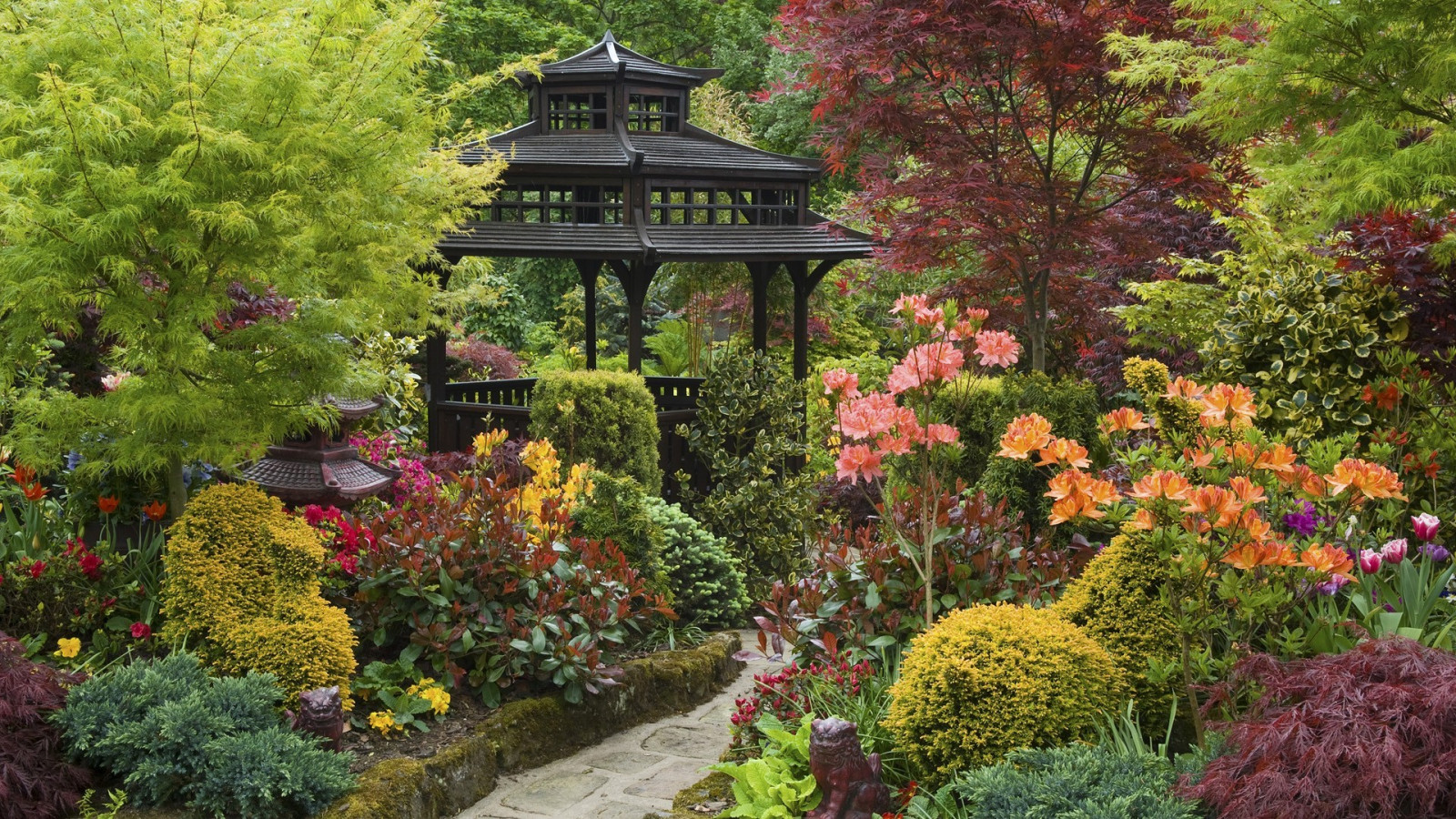 Ingyenes háttérképek : 1920x1080 px, virágok, kert, kilátótorony ...