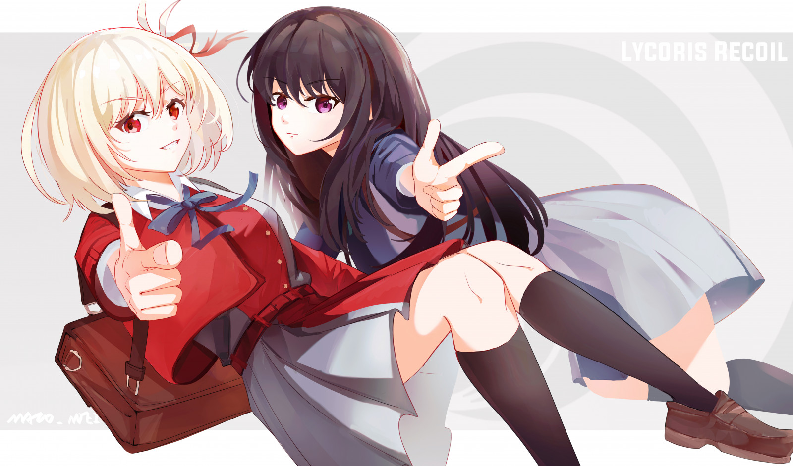 Wallpaper Anime Girls Lycoris Recoil Nishikigi Chisato Inoue Takina Short Hair Blonde