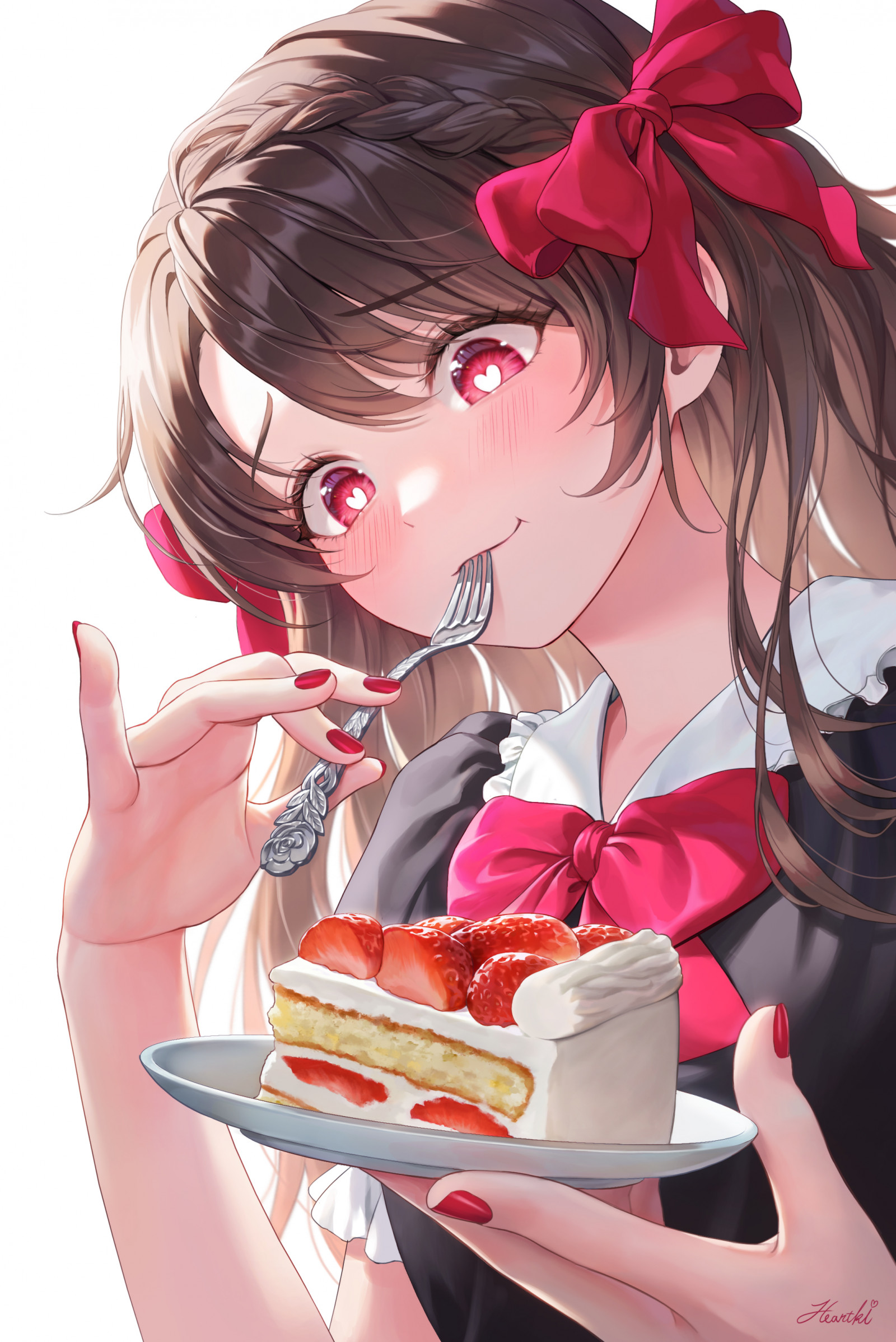Wallpaper : ribbon, fork, cake, nail polish, heart eyes, eating ...