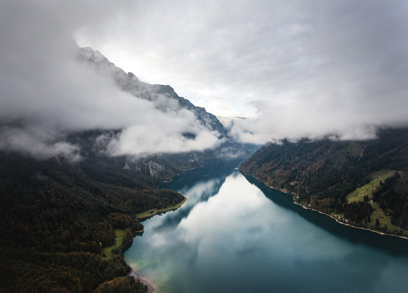 Wallpaper : nature, landscape, clouds, trees, forest, river, reflection ...