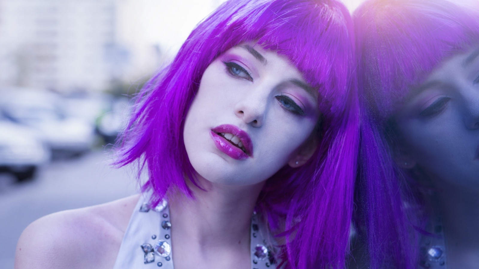 Wallpaper Face Women Outdoors Model Portrait Dyed Hair Street
