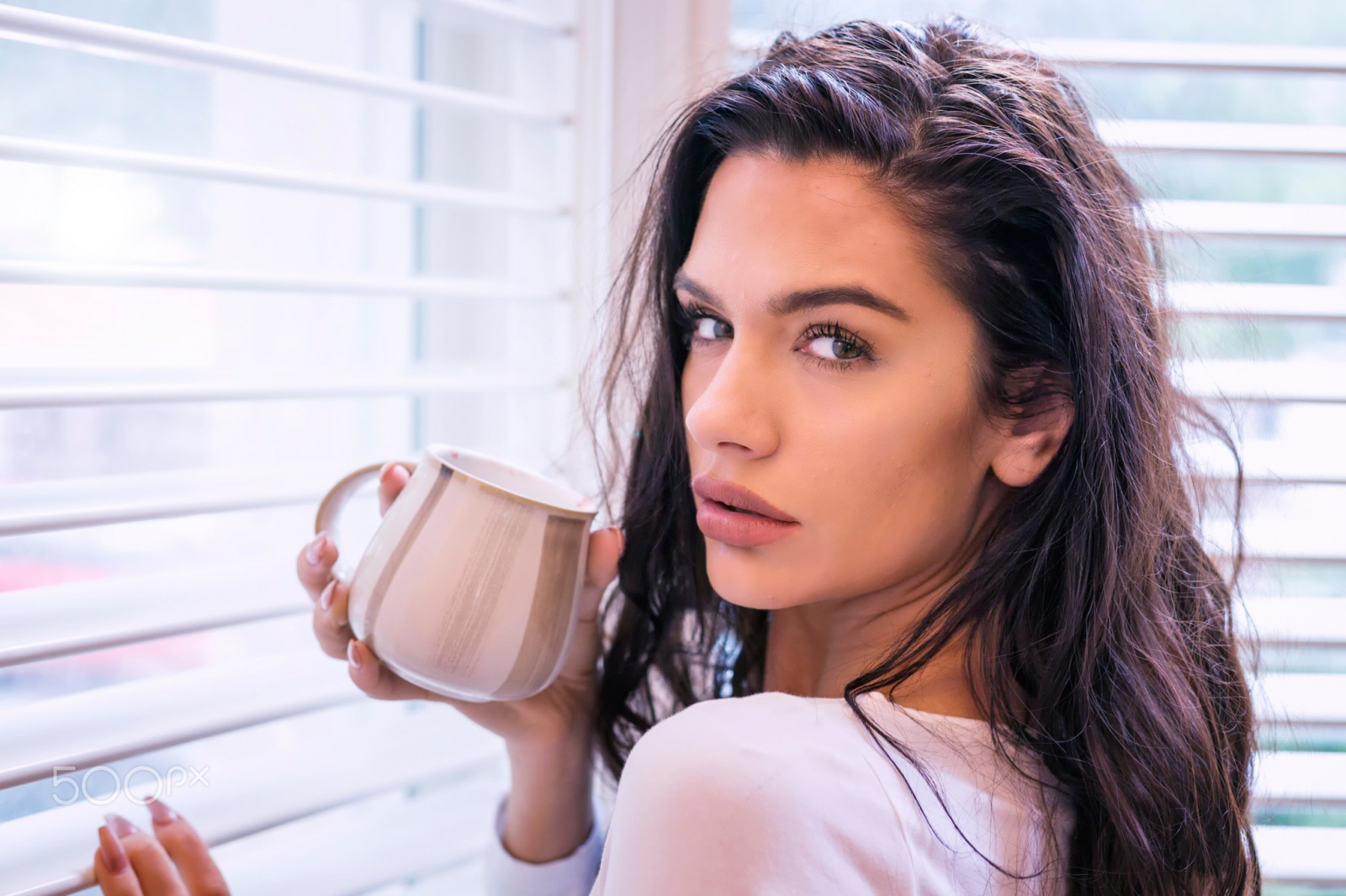 Wallpaper : face, women, model, long hair, black hair, cup, Person ...