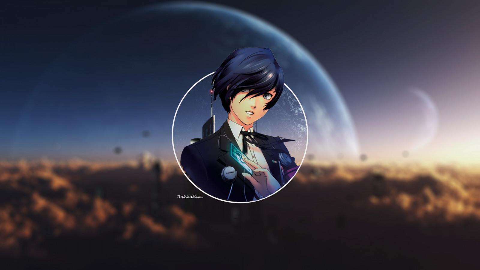Wallpaper : kota, anime, rambut biru, kacamata, fotografi, Yuuki Makoto ...