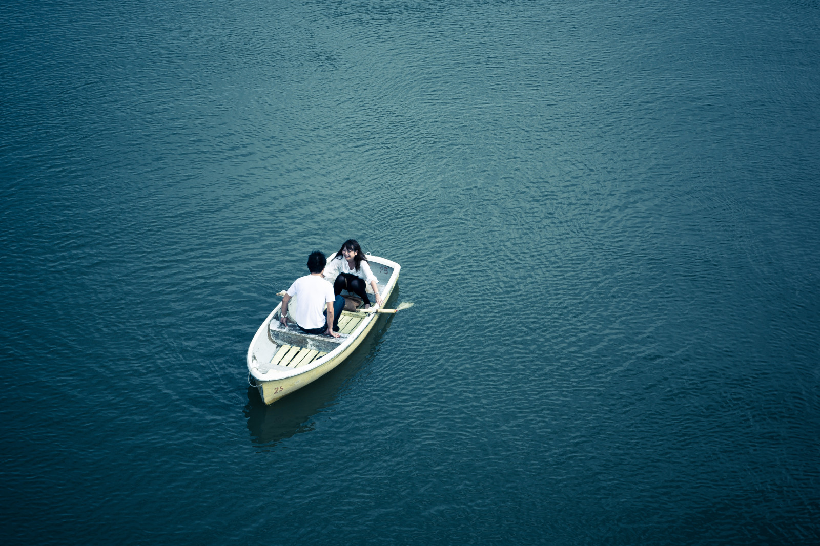 Calm Sea Boat Clouds