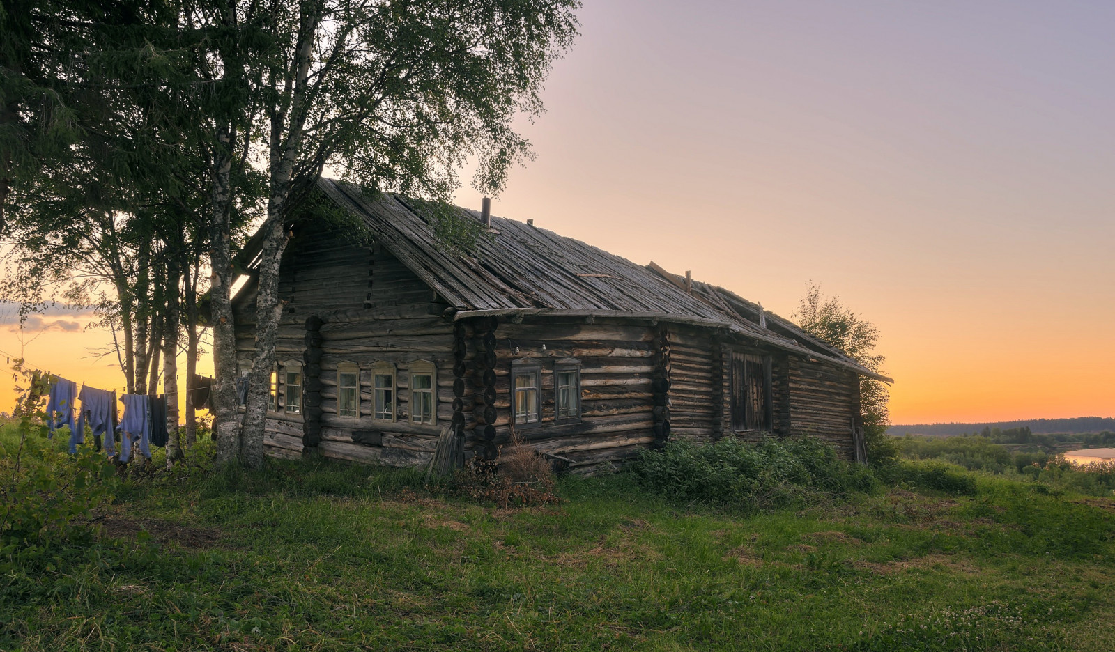 Wallpaper : Russia, hut, landscape 2391x1400 - WallpaperManiac ...